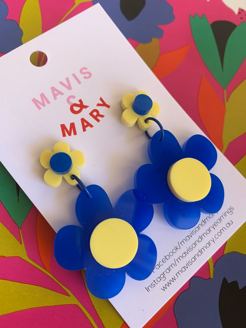 Flower double - blue/yellow – Mavis and Mary